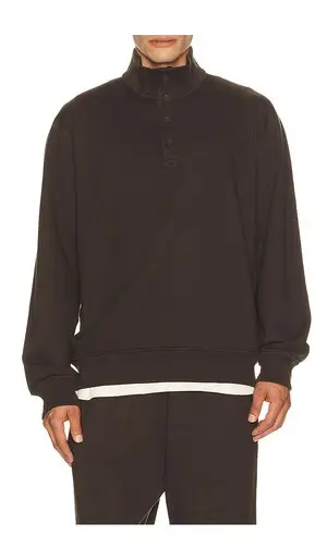 Reigning Champ Midweight Terry Standard Button Mockneck In Brown - Coffee