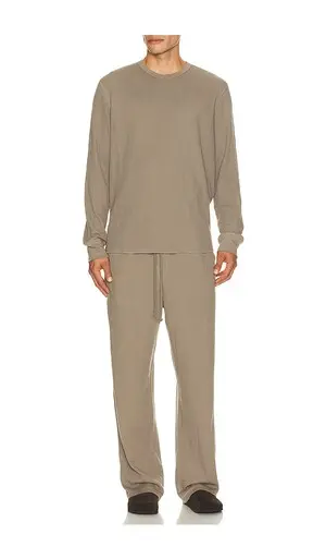SKIMS Waffle Straight Leg Pant In Brown
