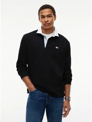Tommy Hilfiger Relaxed Fit Rugby Polo - Black