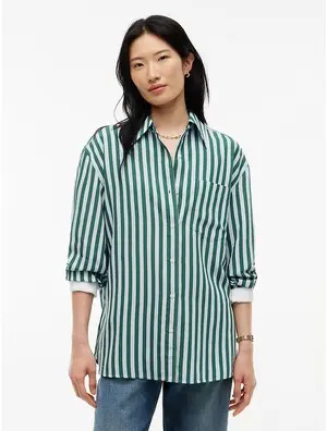Tommy Hilfiger Oversized Striped Contrast Cuff Shirt - Blue