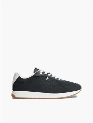 Tommy Hilfiger Monogram-embossed Suede Runner Sneaker