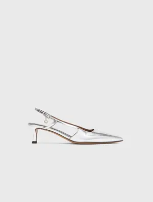 Maje Silver Leather Strappy Heels - Silvery