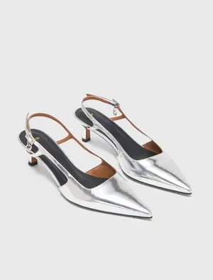 Maje Silver Leather Strappy Heels - Silvery