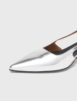Maje Silver Leather Strappy Heels - Silvery