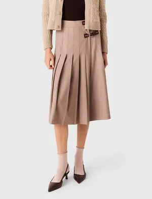 Maje Pleated Midi Skirt With Buckles