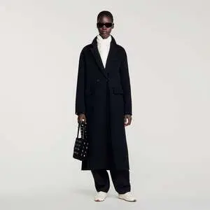 Sandro Double-faced Coat With Studs