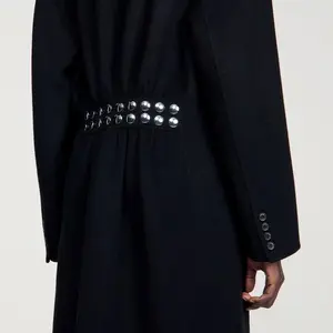 Sandro Double-faced Coat With Studs