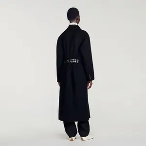 Sandro Double-faced Coat With Studs