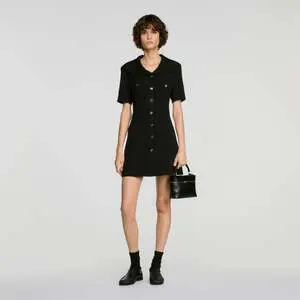 Sandro Sailor Collar Short Dress - Black