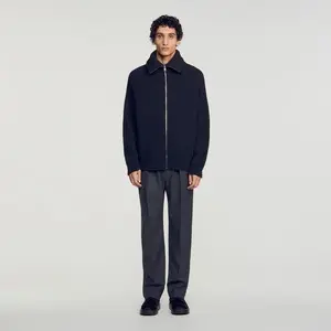 Sandro Textured Wool Zip-up Cardigan