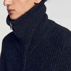 Sandro Textured Wool Zip-up Cardigan