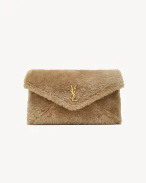 SAINT LAURENT Cassandre Large Envelope Pouch In Shearling