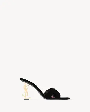Saint Laurent Opyum Mules In Velvet - Black