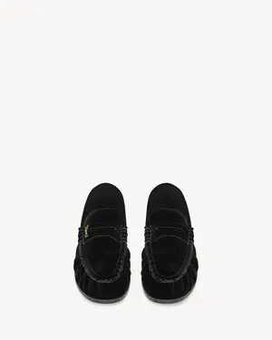 Saint Laurent Le Loafer Supple In Velvet - Black