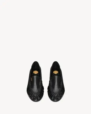 Saint Laurent Loaferino Ballerinas In Smooth Leather - Black