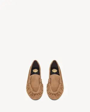 Saint Laurent Loaferino Ballerinas In Suede - Faded Rock