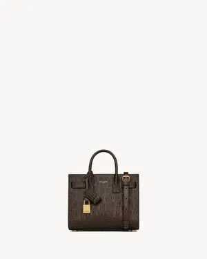 Saint Laurent Sac De Jour In Crocodile-embossed Leather - Easy Brown