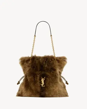 Saint Laurent Jamie Shopping In Shearling - Dark Hazelnut