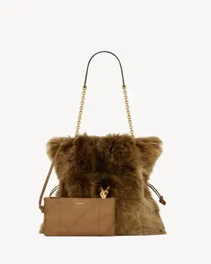 Saint Laurent Jamie Shopping In Shearling - Dark Hazelnut