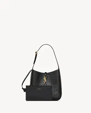 Saint Laurent Le 5 À 7 Supple Small In Crocodile-embossed Leather
