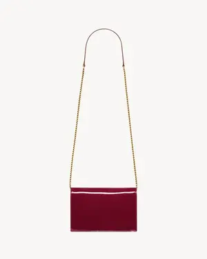Saint Laurent Cassandre Envelope Chain Wallet In Patent Leather