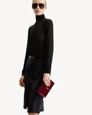 Saint Laurent Cassandre Envelope Chain Wallet In Patent Leather