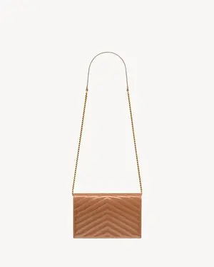 Saint Laurent Cassandre Envelope Chain Wallet In Patent Leather
