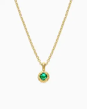 David Yurman Cable Collectibles® Teen Birthstone Necklace In 18k Yellow Gold With - Emerald