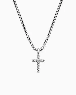 David Yurman Cable Collectibles® Teen Cross Necklace In Sterling Silver With Center - Diamond