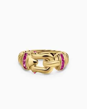 David Yurman Buckle Ring In 18k Yellow Gold With Spessartite Garnets And Rubellites Rubellite