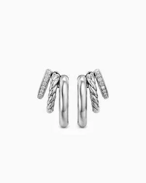 David Yurman Dy Mercer® Multi Row Earrings In Sterling Silver With Diamonds - Diamond