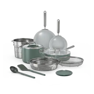 NINJA Neverquit 12-piece Ceramic Cookware Set - Forest Sage