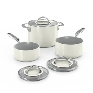 NINJA Neverquit 6-piece Ceramic Saucepan Cookware Set In Bone In Bone /silver - Bone/silver