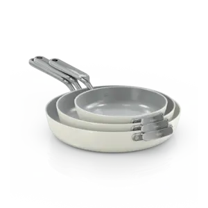 NINJA Neverquit 3-piece Ceramic Frying Pan Set In Bone In Bone /silver - Bone/silver