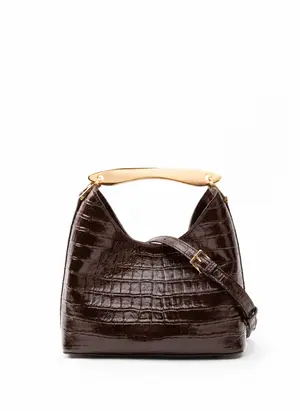 ELLEME Small Boomerang Croco Embossed Leather