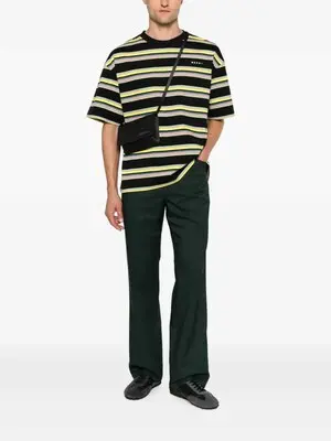 Marni Striped Cotton T-shirt With Logo Print