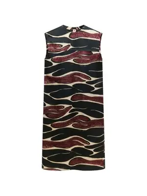 Marni Viscose Dress With Crimson Wave Print