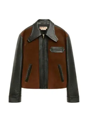 Marni Leather Jacket With Split-leather Front Panel