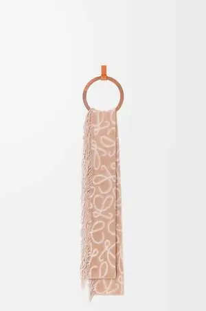Loewe Scarf In Alpaca And Wool - Beige/white