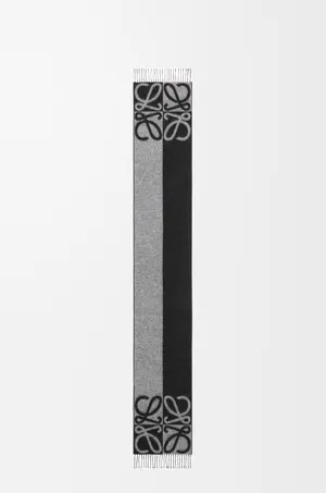 Loewe Scarf In Wool And Cashmere - Black/grey