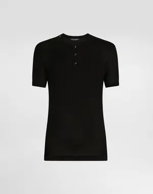 Dolce & Gabbana Silk Serafino T-shirt - Black