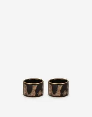 Dolce & Gabbana Set 2 Medium Porcelain Napkin Rings - Multicolor