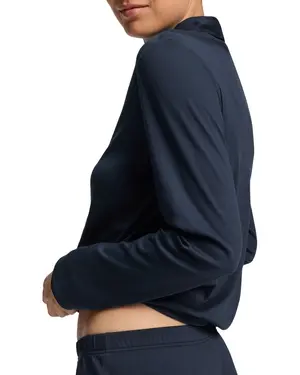 Hanro Silk Trim Long Sleeve Shirt & Pants Pajama Set