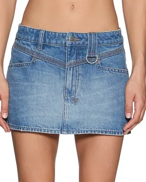 Ksubi Cotton Low Rider Mini Skirt - Denim