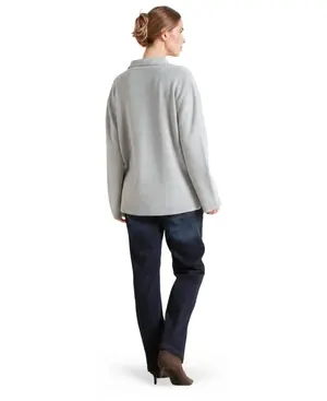 NOM MATERNITY Blaire 3/4 Zip Maternity Sweater - Grey