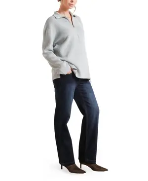 NOM MATERNITY Blaire 3/4 Zip Maternity Sweater - Grey