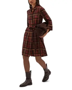 HOBBS LONDON Maja Belted Button Front Dress
