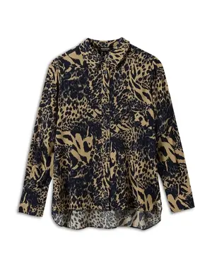 Whistles Textured Shirttail Hem Blouse