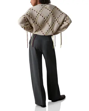 Whistles High Rise Straight Leg Pants - Grey