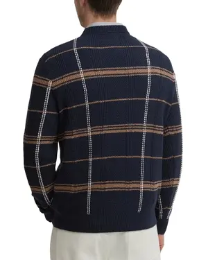 Barbour Fasey Cotton & Wool Cable Tartan Crewneck Jumper Sweater